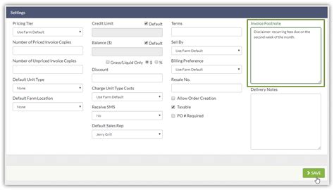 Adding Disclaimer To Clients Invoice