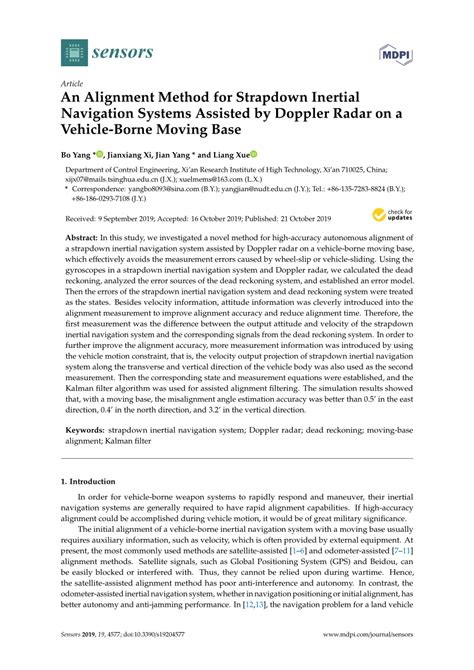 Pdf An Alignment Method For Strapdown Inertial Navigation Systems