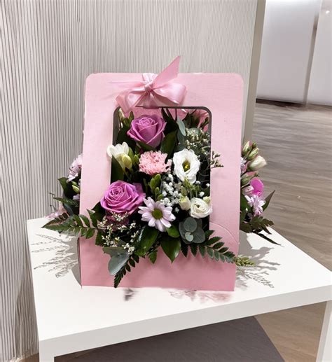 Fresh Flower T Box Card With Roses Carnations And More