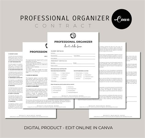 Editable Professional Organizer Contract Template Organizing Service