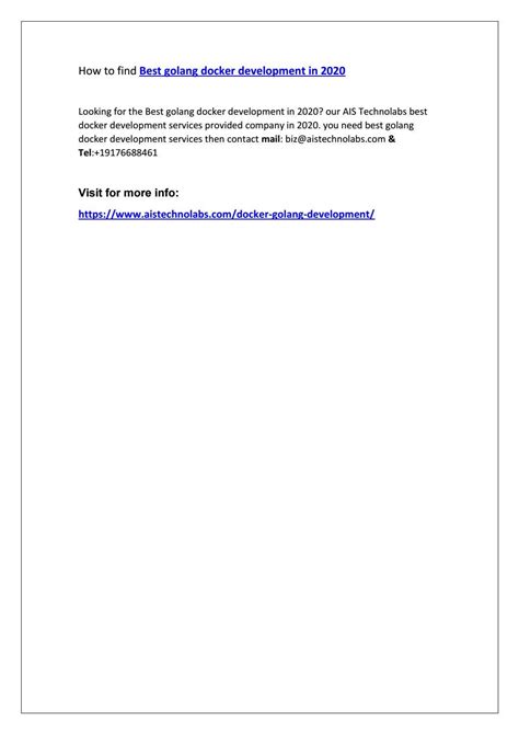 How To Find Best Golang Docker Development In By Developmentanddesignservices Issuu