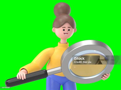 아시아 여성 안젤라의 3d 일러스트레이션 파일을 검사합니다 그린 스크린 Mockup3d 푸티지 및 클리핑 패스를 그린 스크린에서 렌더링합니다 3차원 형태에 대한 스톡 사진