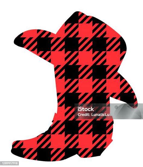 버팔로 격자 무늬 크리스마스 카우보이 부츠 실루엣 벡터 일러스트 카우보이 모자 컨트리 크리스마스 고립 에 흰색 12월에 대한 스톡 벡터 아트 및 기타 이미지 Istock
