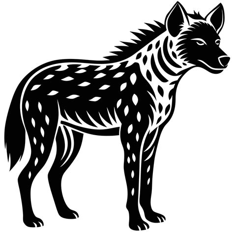 A Black And White Hyena Standing On A White Background 53670782 Vector