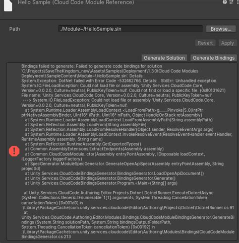 Cloud Code Generate Bindings Fail Unity Services Unity Discussions