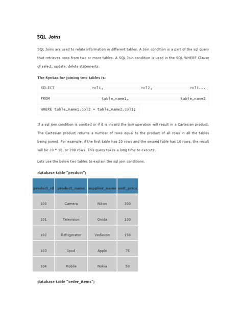 SQL Joins | PDF | Sql | Databases