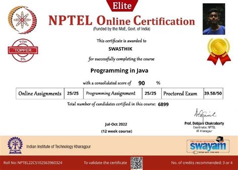 Swasthik Kulal On Linkedin Iitkharagpur Java Programming Nptel