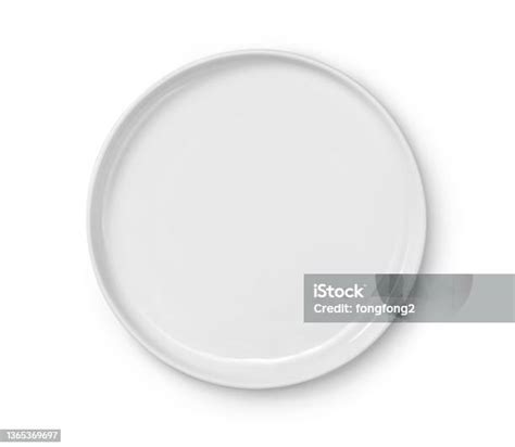 흰색 빈 플레이트는 클리핑 경로가 있는 흰색 배경에 격리되어 있습니다 바로 위에 대한 스톡 사진 및 기타 이미지 바로 위 원형 접시 Istock