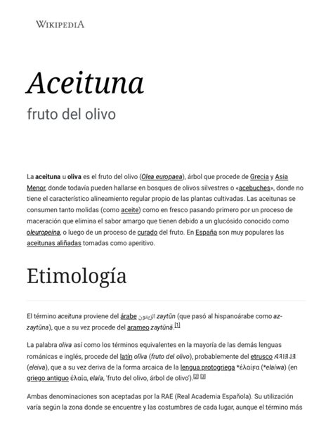 Historia Y Uso De La Aceituna Pdf Aceituna