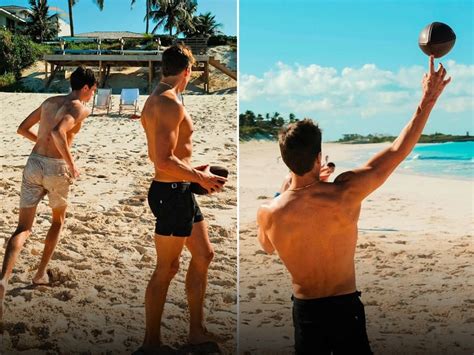 Tom Brady Shows Off Throwing Arm Shirtless Bod During Beach Football Fun