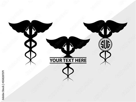 Caduceus Symbol Monogram Caduceus Symbol Silhouette Caduceus Symbol