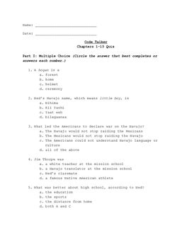 Code Talker Quiz Bundle By Kathryn Cervelli TPT