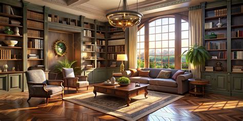 대형 창문과 책장이 있는 아늑한 도서관 거실 고급스러운 거실 빈티지 도서관 인테리어 따뜻하고 아늑한 집 도서관 배경 일러스트 및 사진 무료 다운로드 Pngtree