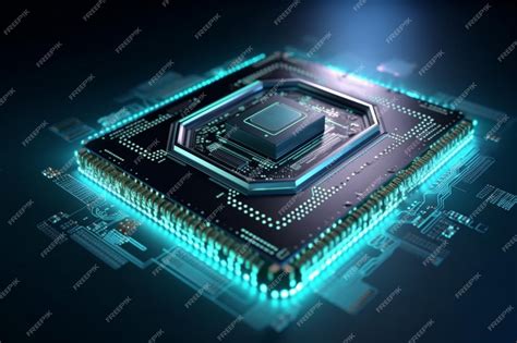 Premium Photo Futuristic Central Processor Unit Powerful Quantum Cpu On Pcb Motherboard With