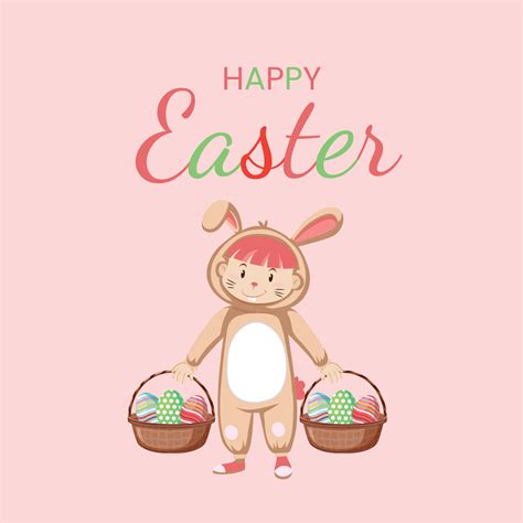 Abbit With Basket And Eggs Character Easter New Free Vector 17735016