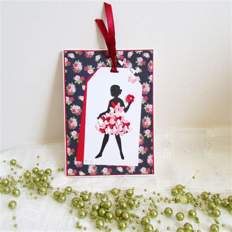 Ръчно изработена картичка за рожден ден имен ден млада дама с рокля от пеперуди Handmasters Bg