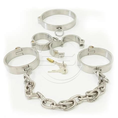 Stainless Steel Restraints Bdsm Bondage Metal Neck Collar Hand Ankle