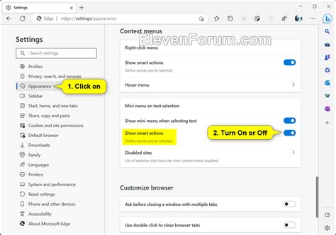 Enable Or Disable Smart Actions On Mini Menu In Microsoft Edge Windows 11 Forum