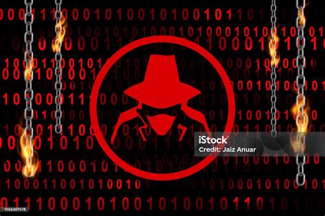 Hacker Symbol With Digital Binary Code Chain Of Fire Threat Actor Apt