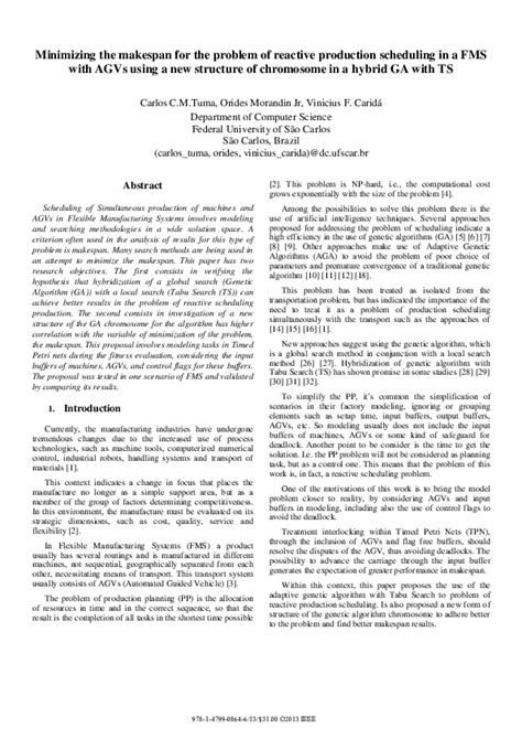 Pdf Minimizing The Makespan For The Problem Of Reactive Production Scheduling In A Fms With