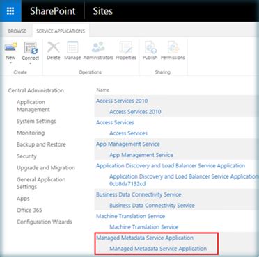 Create And Configure Managed Metadata Service Application In SharePoint