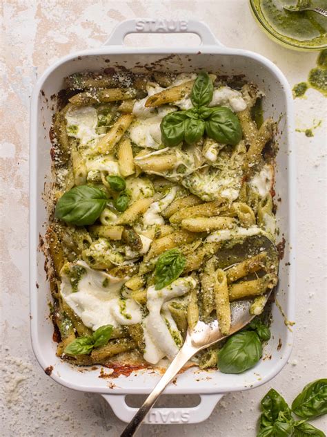 Baked Pesto Pasta Cheesy Penne Baked With Pesto