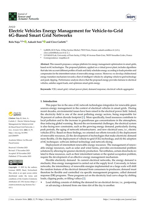 Pdf Electric Vehicles Energy Management For Vehicle To Grid 6g Based Smart Grid Networks