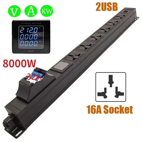 High Power Multi Function Digital Display 16a Socket Power Distribution Device 32a 8000w Air