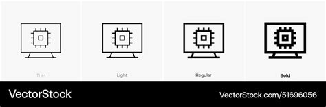 Gpu Icon Thin Light Regular And Bold Style Design Vector Image