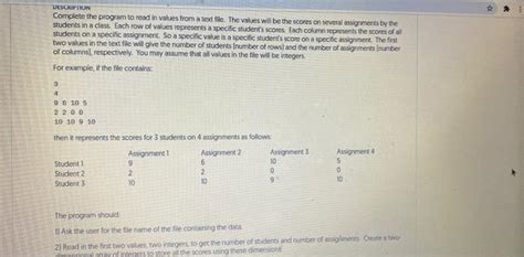 Solved Description Complete The Program To Read In Values