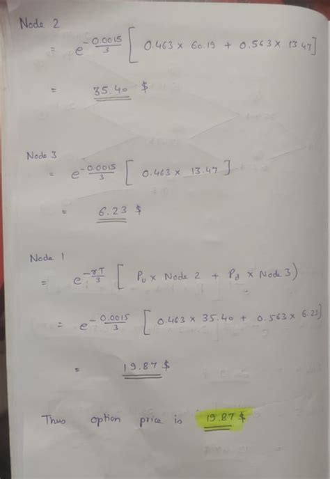 calculate three step binomial tree call option price please stock
