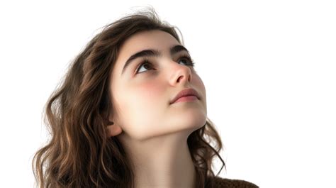 A Woman Looking Up With Her Head Tilted To The Side 54838054 Png