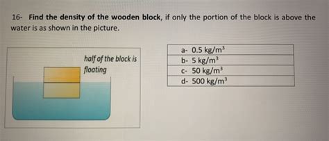 Solved Find The Density Of The Wooden Block If Only The Chegg Com
