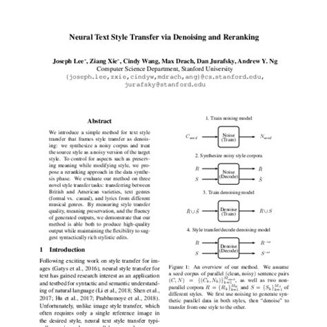 Neural Text Style Transfer Via Denoising And Reranking Acl Anthology