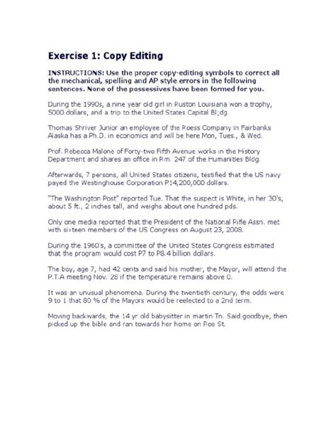 Copyreading Exercises Pdf