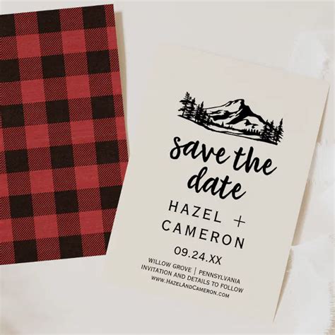 Vintage Wilderness Plaid Save The Date Card Zazzle
