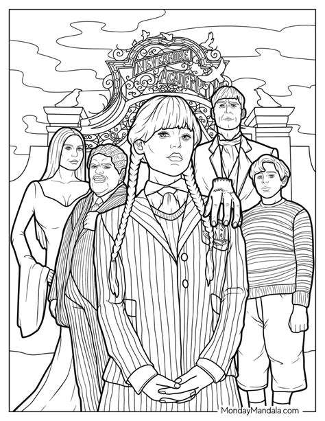 Wednesday Addams Colouring In Sheet