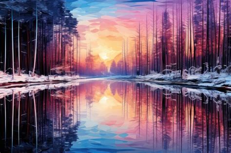 Premium Ai Image Winter Reflections Generative Ai