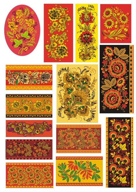 Хохлома Узоры Free Vector cdr Download - 3axis.co