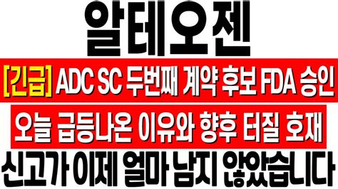 알테오젠 주가 전망 오늘 급등하는 이유 Adc Sc 후보 Fda 승인 이제 신고가 얼마 남지 않았습니다 알테오젠 엄민용 분석 알테오젠 주식 전망 알테오젠 목표가