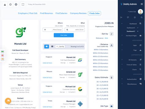 LTR RTL Style Advance Dashboard Design In Light Dark Version Joblly