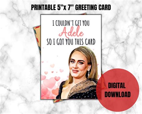 Adele Card I Couldnt Get You Adele Card Adele Merch Adele Print T For Adele Fan