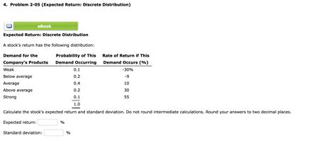 Solved Problem Expected Return Discrete Chegg