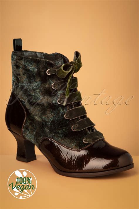 Ruby Shoo 40s Beth Floral Booties In Bronze Shop At Topvintage