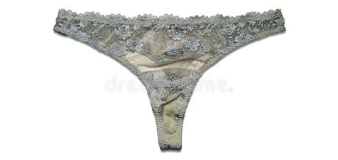 Mujeres Gastadas Grises Bragas De Encaje Sexy Aisladas En Blanco Imagen
