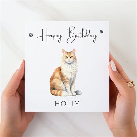 Cat Birthday Card Personalised Birthday Cat Card Personalised Cat Card Raggamuffin Cat Card