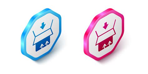 흰색 배경에 격리 된 등색 판지 상자 상자 아이콘 상자 포장 소포 표지판 배송 및 포장 육각 버튼 벡터 0명에 대한 스톡 벡터 아트 및 기타 이미지 Istock