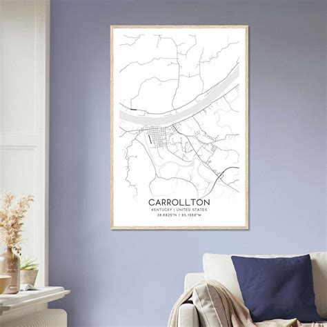 Carrollton Kentucky Map Poster Modern Home Decor Wall Art Print Custom Maps And Posters