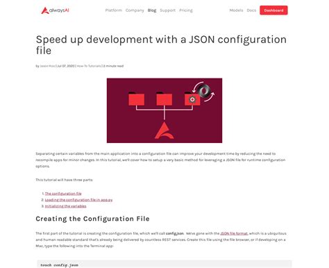 Speed Up Development With A Json Configuration File Alwaysai Blog