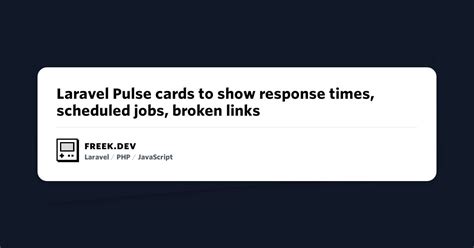 Laravel News On Linkedin Laravel Pulse Cards To Show Response Times